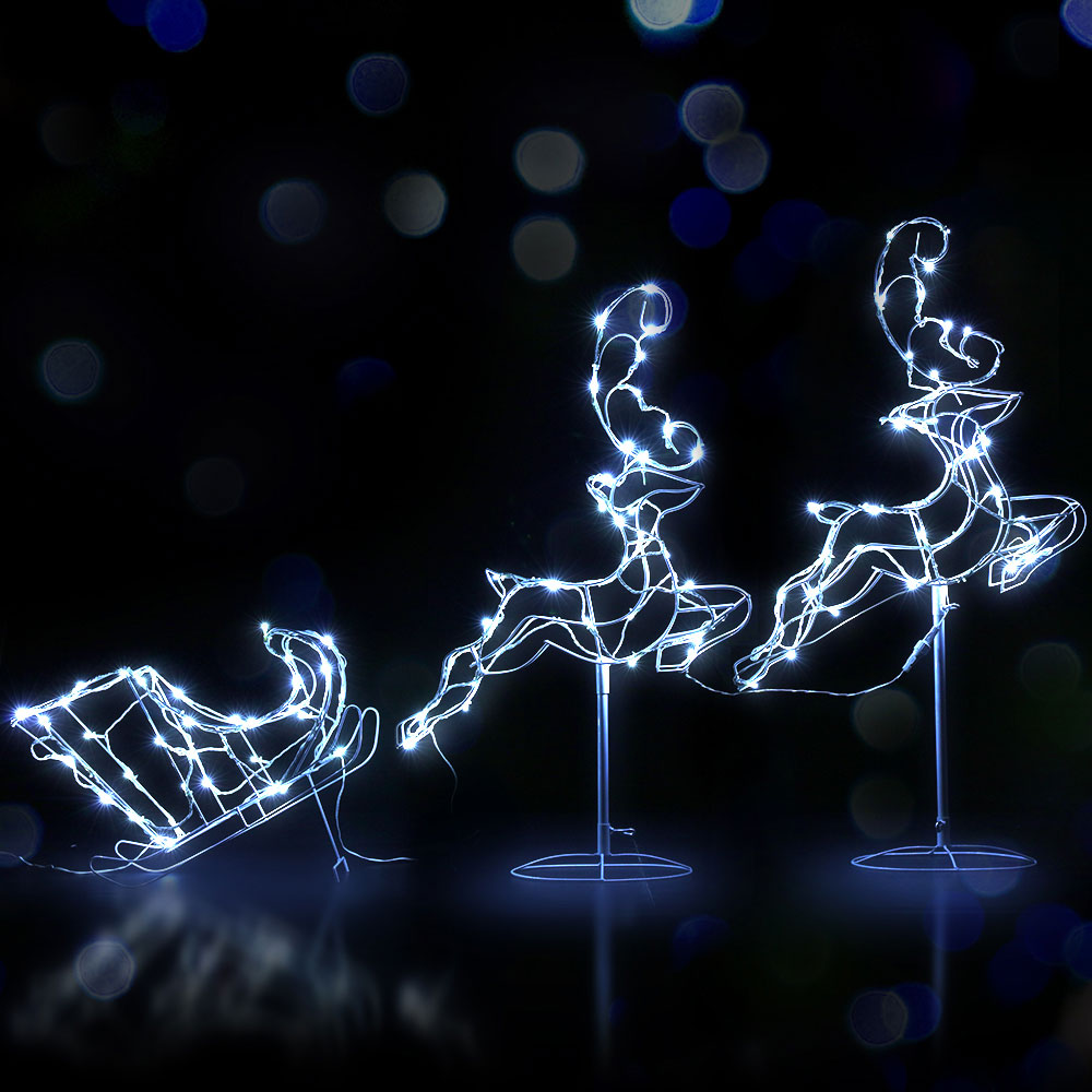 Jingle Jollys Christmas Lights Reindeer Sleigh 120 LED Decorations - Co ... Jingle Jollys Christmas Lights Reindeer Sleigh 120 LED Decorations - Co ...